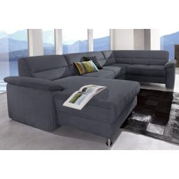 Sit & More Wohnlandschaft SIT & MORE, B:312cm H:85cm T:204cm, grau, NaturLeder in Sitz und R&uuml;cken, Korpus ist mit passendem Kunstleder bezogen.;Luxus-Microfaser