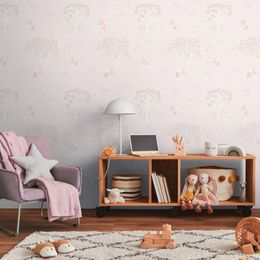 Livingwalls LIVING WALLS Vliestapete "Kids Studio Feenwald &ndash; Glitzer Vliestapete", B/L: 0,53m x 10,05mgrau, Wohnzimmer, Tapeten, Feenwald mit B&auml;umen, Bl&uuml;ten,