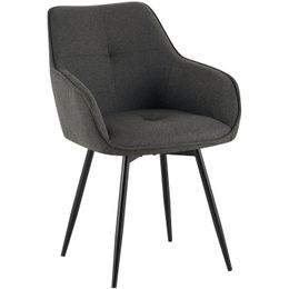 Esszimmerstuhl OTTO HOME, B:56,5cm H:84cm T:61cm, grau, Metall, Polyester, Polyurethan, St&uuml;hle, "Azura", Moderner Armlehnstuhl mit 360 Grad drehbarer