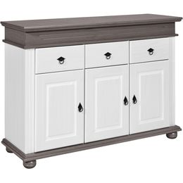 Anrichte Inter Link, B:141cm H:100cm T:46cm, wei&szlig;, Massivholz, K&uuml;che, Sideboards, "Halmaro, Kiefer Massivholz, Soft-close, 141 x 46 x 100 cm,