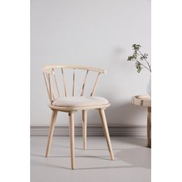 Esszimmerstuhl VENTURE HOME, B:53cm H:76cm, beige, Baumwolle, Massivholz, Polyester, St&uuml;hle, Schalenstuhl rund, Stoffbezug, weich, komfortabel