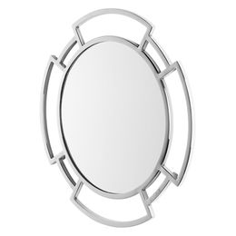 Wandspiegel Fink, B:40cm H:40cm T:2cm, silber, Edelstahl, Flur, Spiegel, "HOMMAGE"