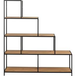 B&uuml;cherregal ACTONA GROUP, B:135cm H:150cm T:35cm, schwarz, Metall, Papier, Wohnzimmer, Regale, Metallgestell im modernen Industrie-Look, 4