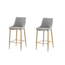 Barhocker VENTURE HOME, B:45cm H:103cm T:52cm, grau, K&uuml;che, Hocker, "Plaza, 2er-Set Barhocker in Hellgrau-Stoff, Eichen-Optik-Beine", Tresenstuhl,