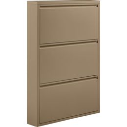 Schuhschrank Woood, B:66cm H:103cm T:16cm, beige, Metall, Flur, Schr&auml;nke, "Metall pulverbeschichtet mit Griffleiste H 103 x B 66 x T 16 cm",