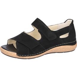 Waldl&auml;ufer WALDL&Auml;UFER Damen Sandale "K-Heliett", Gr. 4,5, schwarz, Nubukleder, unifarben, Schuhe, Sommerschuh, Sandalette, Keilabsatz, in Komfortweite K (=
