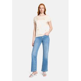 Cartoon Damen Kurzarmshirt "Damen mit Rippb&uuml;ndchen", beige, Gr. 34, Obermaterial: 96% Viskose, 4% Elasthan, Shirts