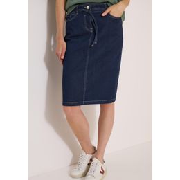 Cecil Damen Jeansrock, blau, Gr. 25, unifarben, Jeans, 52% Baumwolle, 38% Lyocell, 7% Elastomultiester, 3% Elasthan, R&ouml;cke, 5-Pocket-Style