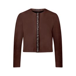 Betty Barclay Damen Jackenblazer "Damen mit aufgesetzten Taschen", braun, Gr. 46, Samt, Obermaterial: 95% Polyester, 5% Elasthan, Blazer