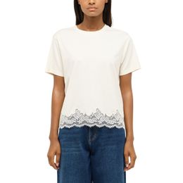 Mustang Damen Kurzarmshirt "Damen Style Floris"sanftes wei&szlig;, Gr. L, 48% Baumwolle, 48% Modal, 4% Elasthan, Shirts