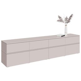 Xora Lowboard, Kaschmir, Kunststoff, 4 Schublade(n) Schubladen, 220x52x40 cm, stehend, h&auml;ngend, Wohnzimmer, Wohnw&auml;nde, Lowboards, Lowboards stehend