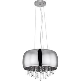 Globo LIGHTING Pendelleuchte &raquo;KALLA&laquo; E14 1 Stk. Kristalle, H&auml;ngeleuchte, H&auml;ngeleuchte, Wohnzimmer, Esstisch silber &Oslash; 35cm, 1 Stk.