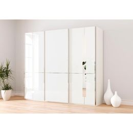 Musterring Schwebet&uuml;renschrank &raquo;Imola W&laquo; inkl. Einlegeb&ouml;den und Kleiderstangen, mit Glast&uuml;ren inkl. Zierspiegel wei&szlig; Floatglas, Holzwerkstoff B/H/T: 246,3cm x 