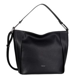 Gabor Damen Hobo &raquo;Brianne&laquo; aus leicht genarbtem Lederimitat mit dekorativen Falten und Farbkanten schwarz B/H/T: 40cm x 29,5cm x 12cm