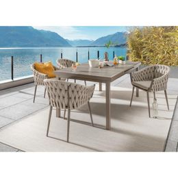 Destiny Garten-Essgruppe &raquo;MOLINO IMOLA 4 Se + Ausziehtisch 165/ 215x100cm, taupe&laquo; Set, 5 Stk. tlg. Aluminium, Rope, Polywood grau Aluminium Polyester