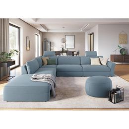 Sit & More sit&more Ecksofa &raquo;Cadabra L-Form&laquo; Breite 356 cm, mit Sitztiefenverstellung blau Samtoptik (100% Polyester);Soft clean (98% Polyester, 2% Polyamid);