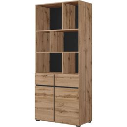 OTTO home Aktenschrank &raquo;Cross, Breite 85 cm, modernem grifflose Standregal, B&uuml;cherregal&laquo; Standregal mit 6 offene F&auml;chern, 2 Schubladen und 2 T&uuml;ren, 