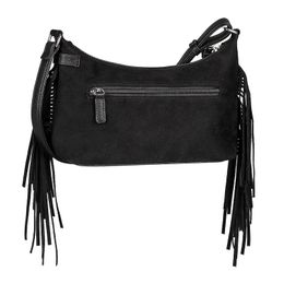 Tom Tailor Denim Damen Tom Tailor Denim Umh&auml;ngetasche &raquo;Deyanira&laquo; Damen Schultertasche, Handtasche mit weich fallenden Fransen schwarz B/H/T: 25,5cm x 