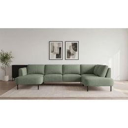 OTTO home Wohnlandschaft &raquo;Cesola&laquo; in weichem Chenille-Stoff, Breite 327 cm, mit schwarzen Metallf&uuml;&szlig;en gr&uuml;n 90% Polyester, 10% Nylon B/H/T: 327cm x 
