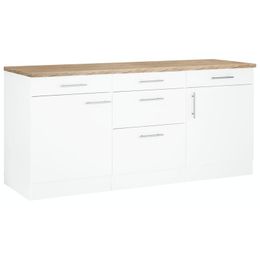 Optifit Unterschrank &raquo;Mini&laquo;, Breite 180 cm mit Metallgriffen braun wei&szlig;, B/H/T: 180cm x 84,8cm x 60cm, Schubladen: 5 Stk. T&uuml;ren: 2 Stk.