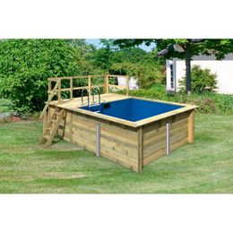 Karibu Rechteckpool &raquo;Milano A BxLxH: 462x353x124cm&laquo; 44 mm starke kesseldruckimpr&auml;gnierte Holzbohlen aus Fichtenholz blau &Oslash;/B/H/L: Breite 462cm x H&ouml;he 124cm x