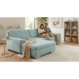 OTTO home Ecksofa &raquo;Torrnby 268 x 178 cm, mit Steppungen, modern & stabil&laquo; mit Schlaffunktion, L-Form, aus Pet Friendly Bezug gr&uuml;n 100% Polyester B/H/T
