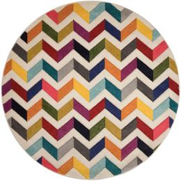 FLAIR RUGS Teppich &raquo;Bolero&laquo; rund 10 mm H&ouml;he fu&szlig;bodenheizungsgeeignet, geometrisches Muster, gemustert, Zickzack bunt Polypropylen &Oslash; 160cm 1 Stk., 10mm
