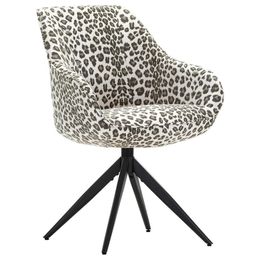 Landscape Armlehnstuhl, Beige, Textil, Leoprint, Stativgestell, 60x83x65 cm, Sitzfl&auml;che 360&deg; drehbar, Esszimmer, St&uuml;hle, Esszimmerst&uuml;hle, Armlehnenst&uuml;hle