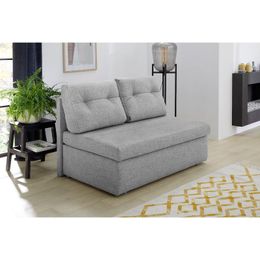 Jockenh&ouml;fer Schlafsofa &raquo;Torben, B: 130 cm, Liegefl. 126x191 cm&laquo; mit Schlaffunktion, Bettkasten & R&uuml;ckenkissen grau Feinstruktur (100% Polyester) B/H/T: 130cm x 