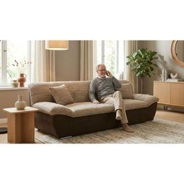 OTTO home 3-Sitzer &raquo;Salltum 232 cm breit, formsch&ouml;n, komfortabel&laquo; mit Ziern&auml;hen in R&uuml;cken und im Sitz, pflegeleichter Bezug braun 90% Polyester, 10% 