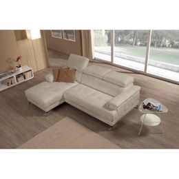 Egoitaliano Ecksofa &raquo;Soul, Design und Sitzkomfort auf hohem Niveau, tolle Details, L-Form&laquo; mit Recamiere, inkl. Kopfteilverstellung grau Luxus-Micofaser 