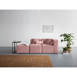 Home Affaire 3-Sitzer &raquo;Sundstrup&laquo; Modulserie, individuelle Zusammenstellung rosa 100% Polyester B/H/T: 233cm x 76,5cm x 93cm, Samtoptik, Armlehne 
