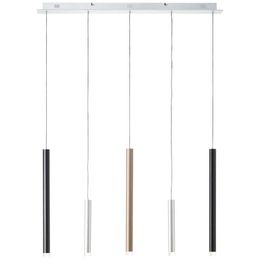 Brilliant Pendelleuchte &raquo;Cembalo&laquo; LED-Modul 1 Stk. Warmwei&szlig; LED H&auml;ngelampe 5flg alu/schwarz/braun schwarz 5, H: 120cm, 1 Stk.
