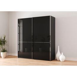Musterring Schwebet&uuml;renschrank &raquo;Imola W&laquo; inkl. Einlegeb&ouml;den und Kleiderstangen, mit Glast&uuml;ren und Aufleistungen grau Floatglas, Holzwerkstoff B/H/T: 197,3cm x 