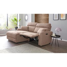 OTTO home Ecksofa &raquo;JENNA L-Form, 209cm - OTTO. Verl&auml;ssliche Qualit&auml;t.&laquo; manuelle o. elektrische Relaxfunktion, USB A/C, Struktur fein. grau Webstoff 