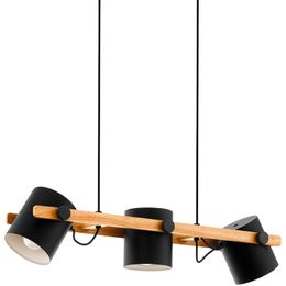 Eglo H&auml;ngeleuchte &raquo;HORNWOOD H&auml;ngelampe, Pendelleuchte, Industrial, Vintage, Stahl, Holz&laquo; E27 Wohnzimmer, Esszimmer, 3-flammig, schwarz, braun, 