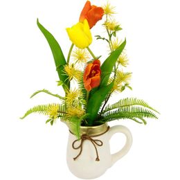 I.GE.A. Kunstblume &raquo;Arrangement Tulpen&laquo; Krug aus Keramik gelb B/H/L: 27cm x 38cm x 27cm, 1 Stk.