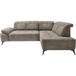 Home Affaire Ecksofa &raquo;Lazio modern und bequem, schmale Armlehnen, tolle Detailverarbeitung&laquo; zwei verschiedene Fu&szlig;farben w&auml;hlbar braun 93% Polyester, 7