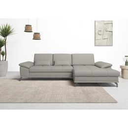 OTTO home Ecksofa &raquo;Costello L-Form, B: 301cm, Sitztiefen & Armteilverstellung, Federkern&laquo; 3 Nierenkissen, optional Schlaffunktion & Bettkasten grau 