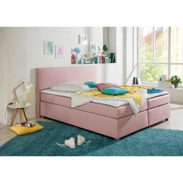 Home Affaire Boxspringbett &raquo;Eliana&laquo; inkl. Topper, in 4 Breiten, 3 Matratzenarten und 2 H&auml;rtegraden rosa Struktur fein, Liegefl&auml;che B/L: 160cm x 200cm 