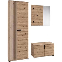 OTTO home Garderoben-Set &raquo;FJELL, 3-teilig, Breite 160cm, Front mit hochwertiger L&auml;ngsfr&auml;sung&laquo; braun Holzwerkstoff B/H/T: 160cmcm x 191cmcm x 37cmcm
