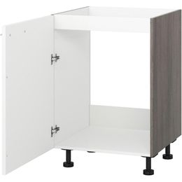 KOCHSTATION Sp&uuml;lenunterschrank &raquo;KS-Trea SP60&laquo; Breite 60 cm, H&ouml;he 75 cm wei&szlig; eichefarben grau, B/H/T: 60cm x 75cm x 56cm, T&uuml;ren: 1 Stk. T&uuml;ranschlag 