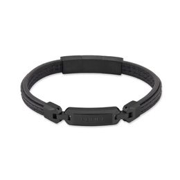 Police Herren Armband &raquo;Layerlock&laquo; schwarz 22cm, Edelstahl Leder