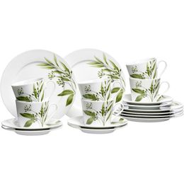 Ritzenhoff & Breker Kaffeeservice &raquo;Evora&laquo; Geschirr-Set mit Botanik-Motiv gr&uuml;n Porzellan 18 Stk.