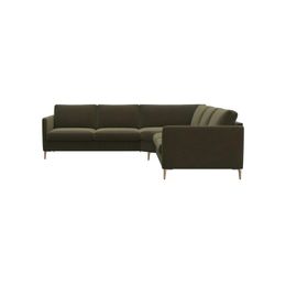 FLEXLUX Ecksofa &raquo;Fiore, gleichschenklig, bequem durch hochwertigem Sitzaufbau&laquo; schmale Armlehnen, Kaltschaum, F&uuml;&szlig;e Alu+ Eiche gr&uuml;n 100% Polyester B/H/