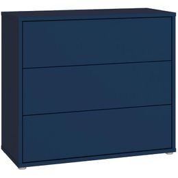 FORTE Kommode &raquo;Alice Springs, Kommode, 3 Schubk&auml;sten B/H/T 94,8/83,1/41,5&laquo; Schubk&auml;sten mit Vollauszug, grifflos,Push to open blau Holzwerkstoff B/H/T: