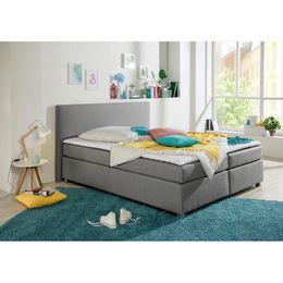 Home Affaire Boxspringbett &raquo;Eliana&laquo; inkl. Topper, in 4 Breiten, 3 Matratzenarten und 2 H&auml;rtegraden grau Struktur fein, Liegefl&auml;che B/L: 160cm x 200cm 
