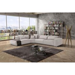 Egoitaliano Ecksofa &raquo;Beverly, extravangantes Designsofa mit erstklassigem Sitzkomfort&laquo; wahlweise mit elektrischer Relaxfunktion, Kopfteilverstellung grau Leder &raquo;
