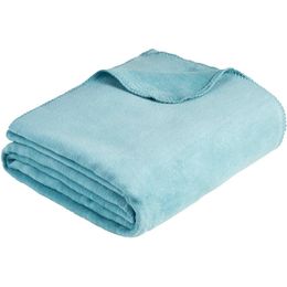 Ibena Wohndecke &raquo;Uni Decke Malaga&laquo; unifarben blau Baumwolle B/L: 150cm x 200cm