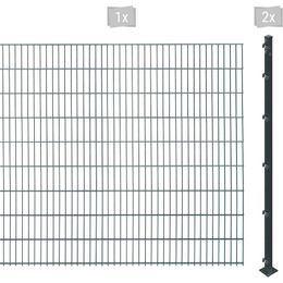Arvotec Doppelstabmattenzaun &raquo;ESSENTIAL 183 zum Aufschrauben&laquo; Zaunh&ouml;he 183 cm, Zaunl&auml;nge 2 - 60 m grau Kunststoff, Stahl H/L: 183cm x 2m, Pfosten: 2 Stk.